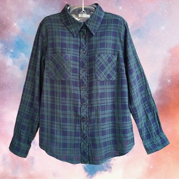 Orvis | Tops | Orvis Navy Bluegreen Plaid Button Up Long Sleeve Shirt Size 2 | Poshmark